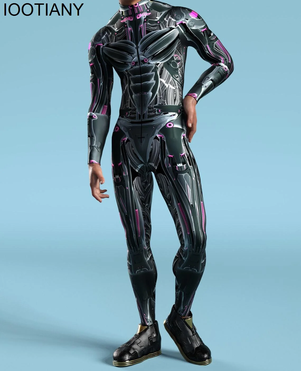 IOOTIANY Mecha 3d Print Catsuit Adult Men Zipper Jumpsuit Zentai ...