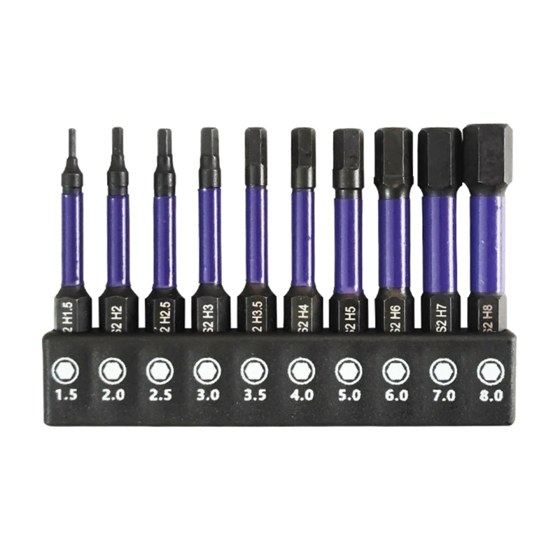 10Pcs Magnetic Allen Wrench Drill Bit Set Impact Hex Head Screwdriver ...