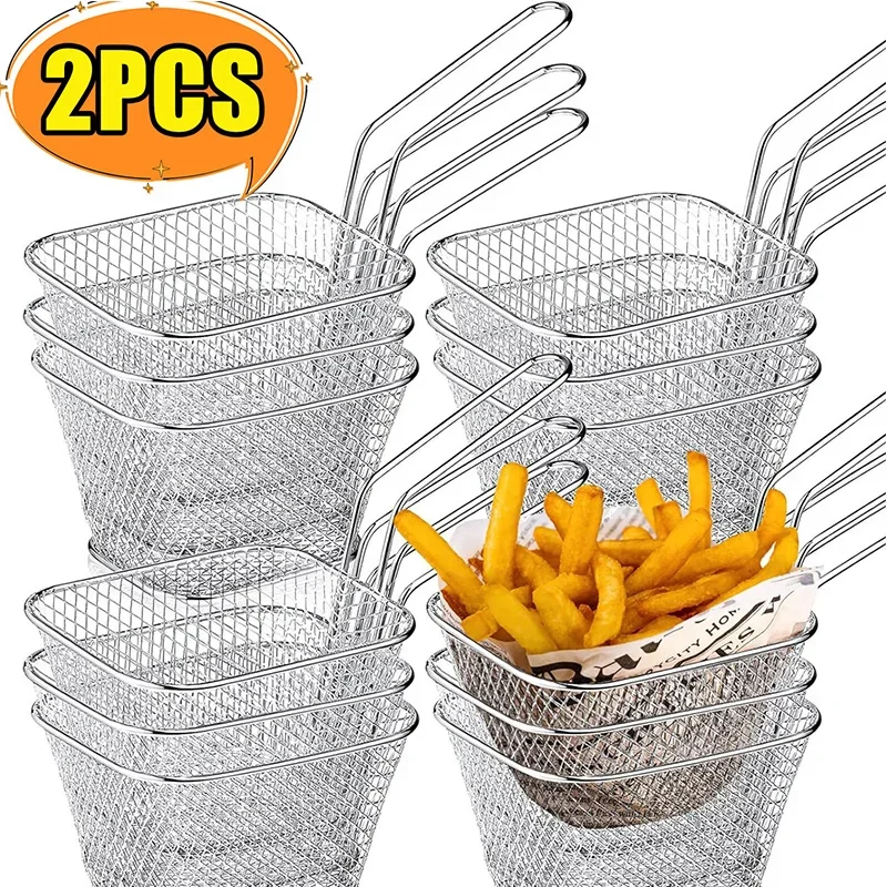 Stainless-Steel-Fry-Basket-Portable-Food-Serving-Baskets-Square-Chicken ...