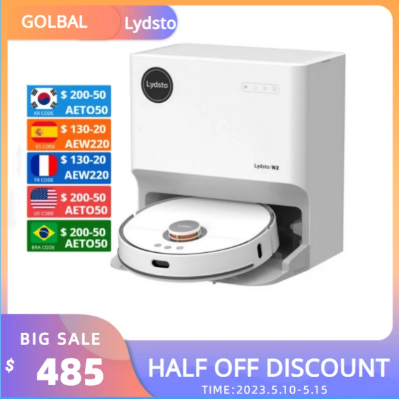 Lydsto เครื่องดูดฝุ่นแบบเปียกและแห้ง W2ซักอัตโนมัติกวาดถูแห้งและเก็บ ...