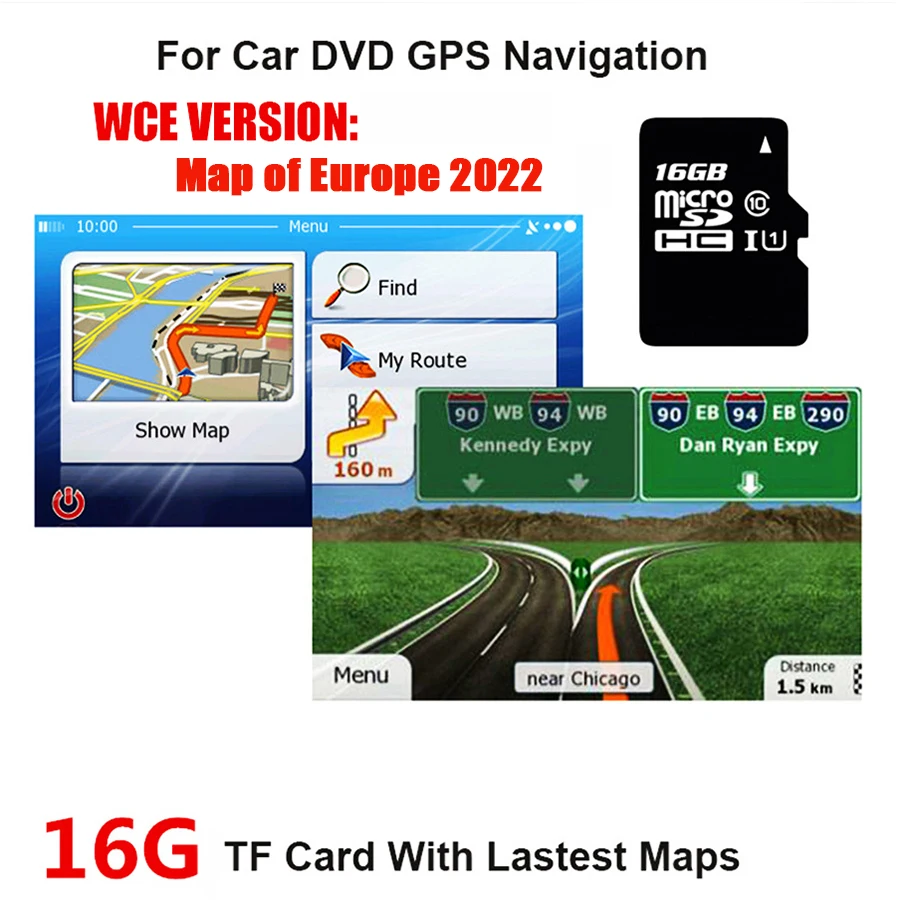 Sistema de navegación GPS para coche, tarjeta Micro SD de 16GB para WCE ...
