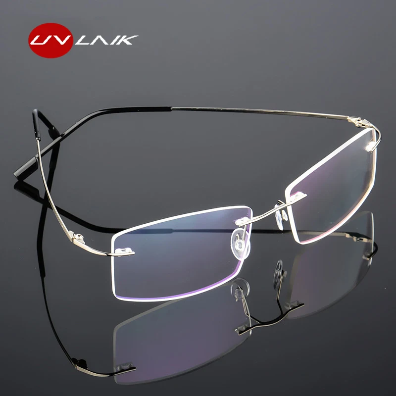 UVLAIK-Frameless-Titanium-Aolly-Glasses-Frame-Man-Women-Elastic-Metal ...