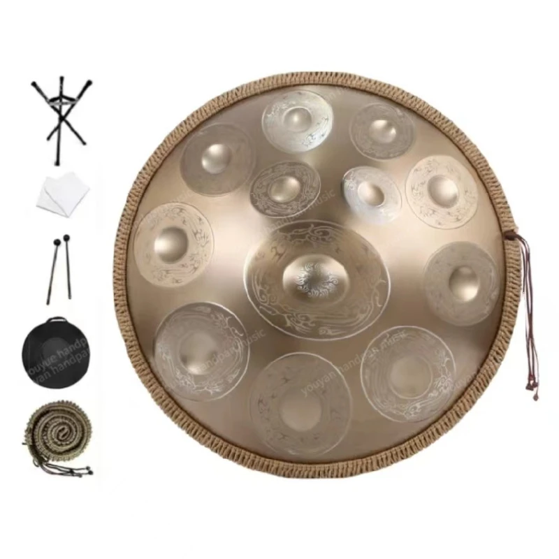 Carve-Golden-Handpan-Drum-D-Minor-Steel-Tongue-Drum-Beginner-Percussion ...