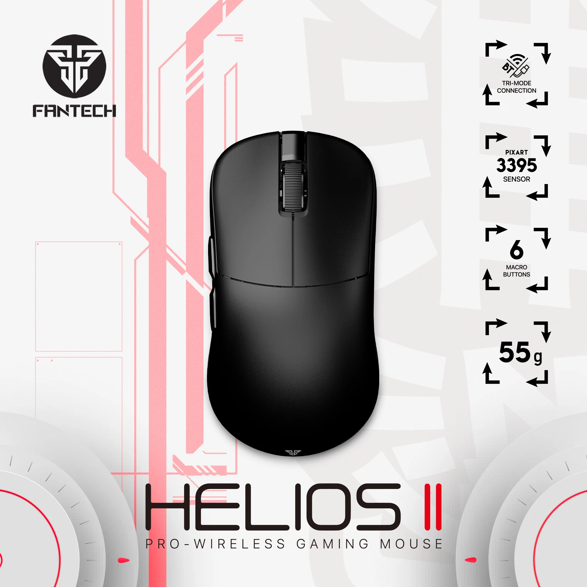 Fantech-HELIOS-II-Mouse-para-jogos-sem-fio-Ouro-Switch-Mice-para-PC ...