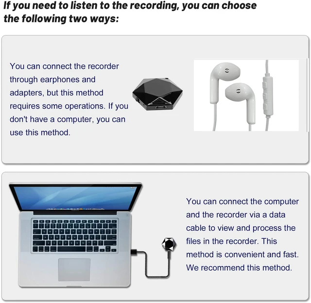 Mini Voice Recorder Portable Necklace Pendant Sound Recorder 20 Hours ...