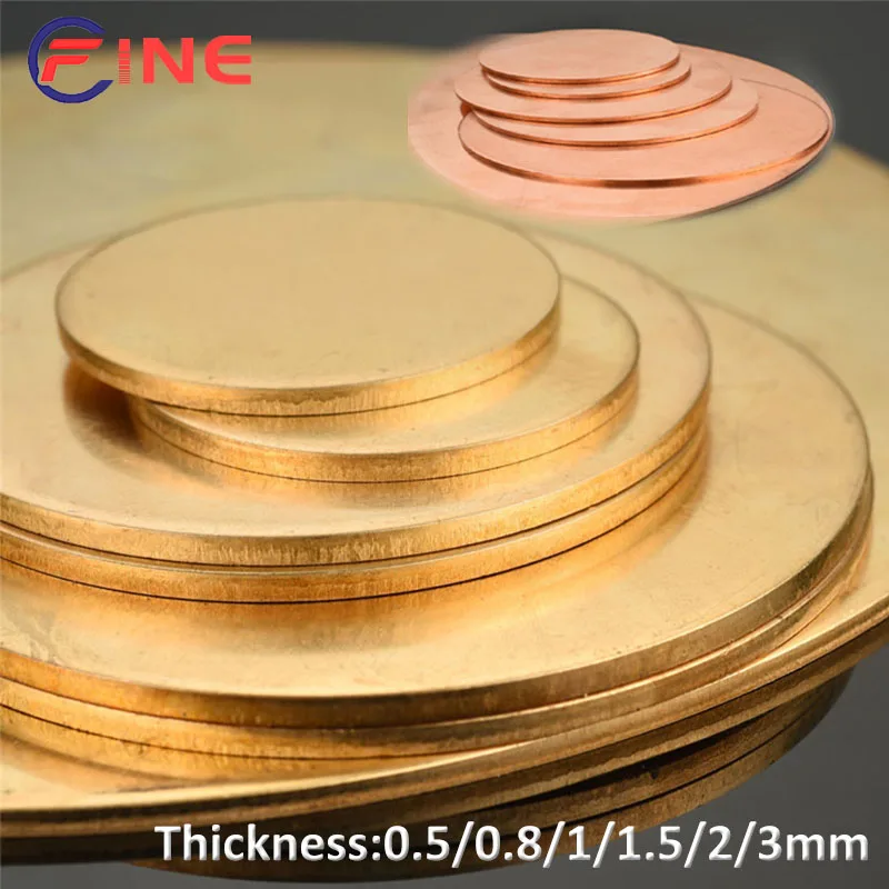 H62 황동/T2 레드 구리 디스크 가스켓, 순수 원형 플레이트 부품 절단, 1 개 - 티몬
