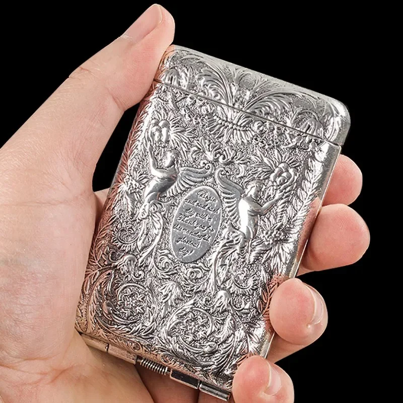 Retro Carved Cigarette Case for 14 Cigarettes Vintage Portable Pocket ...