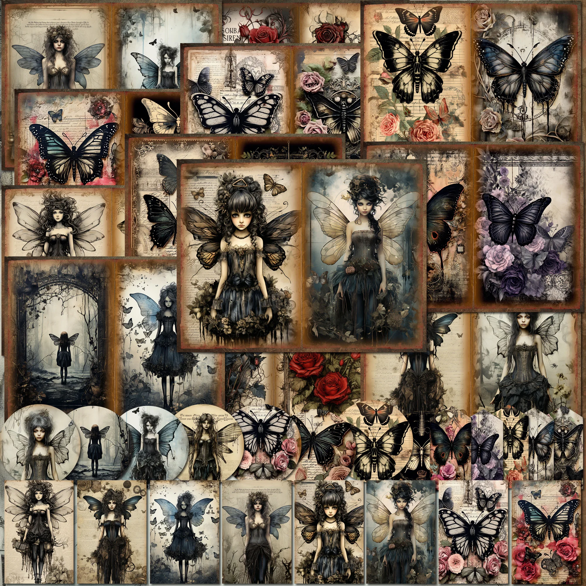 JAI-IMAN-58pieces-12papers-46stickers-Gothic-Butterfly-Fairy-Scrapbook ...