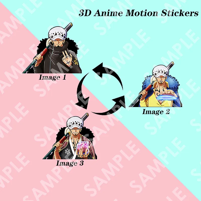 One-Piece-Roronoa-Luffy-Sanji-3D-Lenticular-Moving-Decals-Waterproof ...