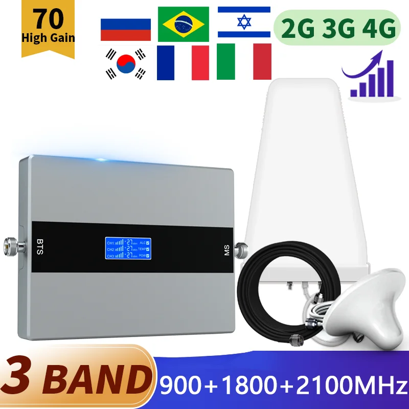 Lte Gsm 2g 3g 4g Cell Phone Booster 3 Band Dcs Wcdma 900 1800 2100mhz Mobile Cellular Amplifier ...