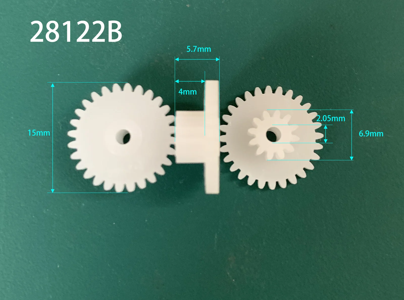 28122B 0.5M Plastic POM Gear Diameter 15mm 28 Teeth + 12 Teeth Two ...