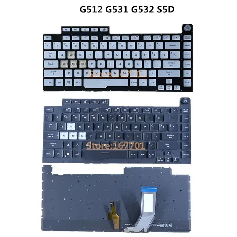 New Original Laptop US Monochrome/RGB Backlight Keyboard For Asus ROG ...