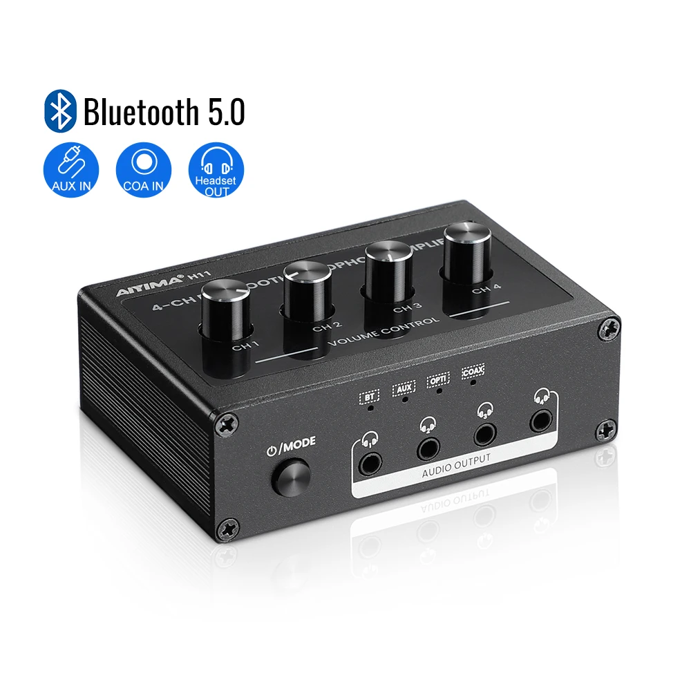 Aiyima Mini Amplifier Bluetooth 5.0 H11 Headphone Amplifier 1 In 4 Out ...