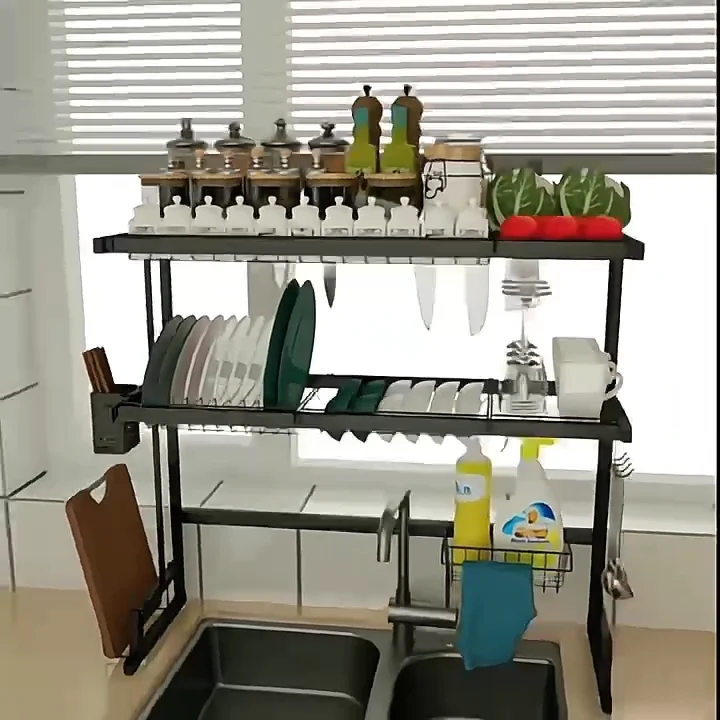 Dish Drainers Over The Sink Dish Drying Rack 650mm Double Tier Large ...