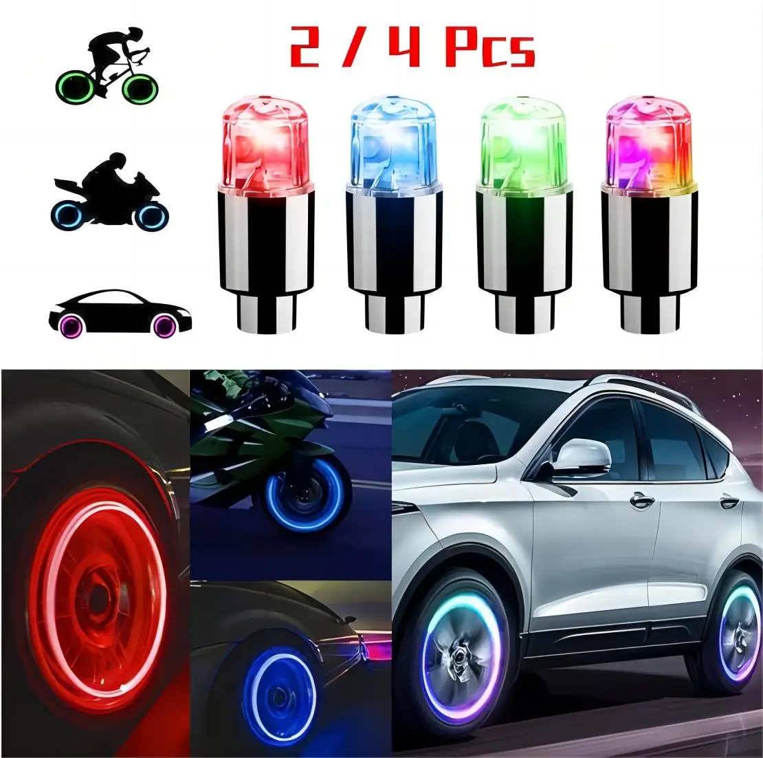 2-4Pcs-Tire-Valve-Cap-Lights-Durable-Tire-Lights-For-Car-Air-Valve-Caps ...