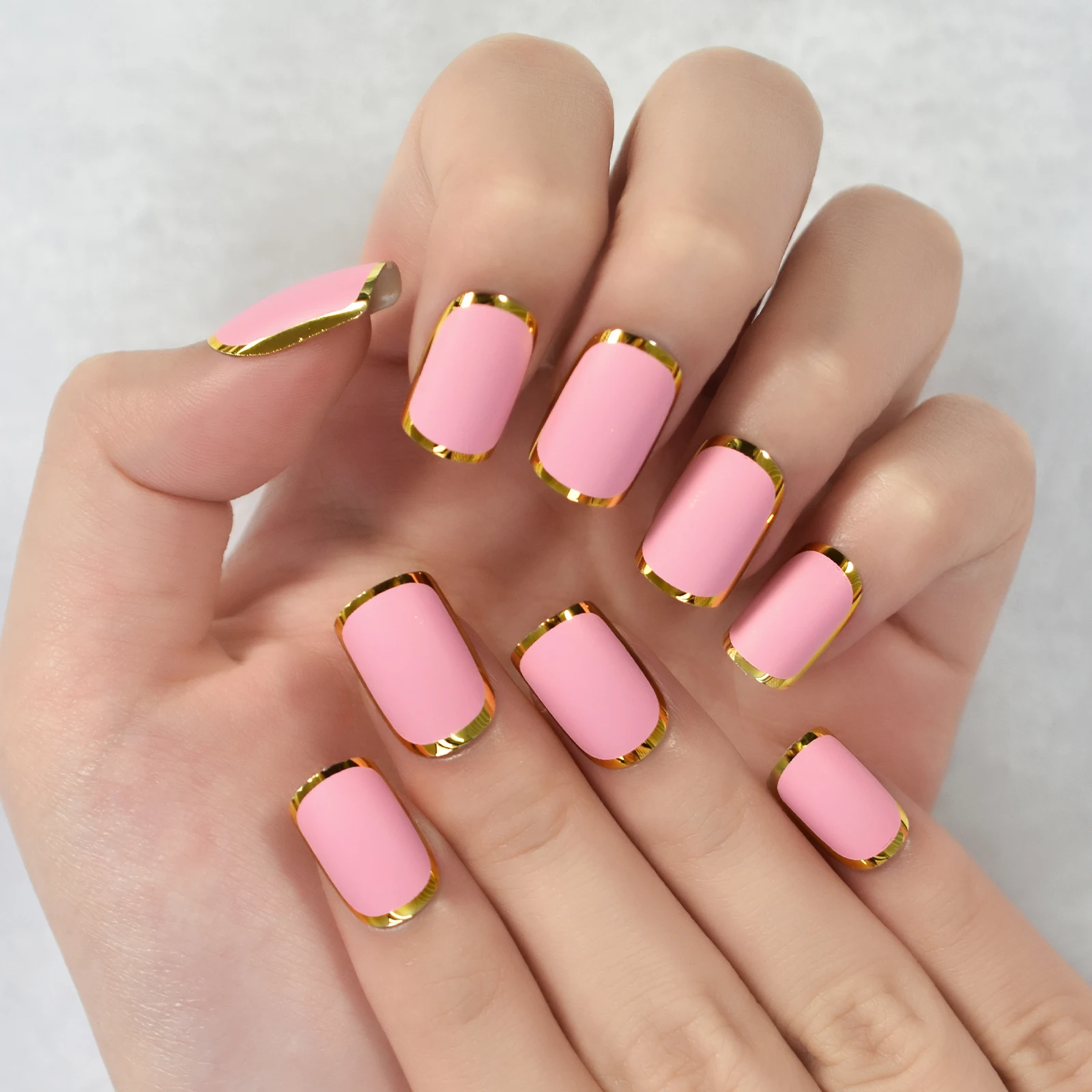 Pink And Gold Nail Art