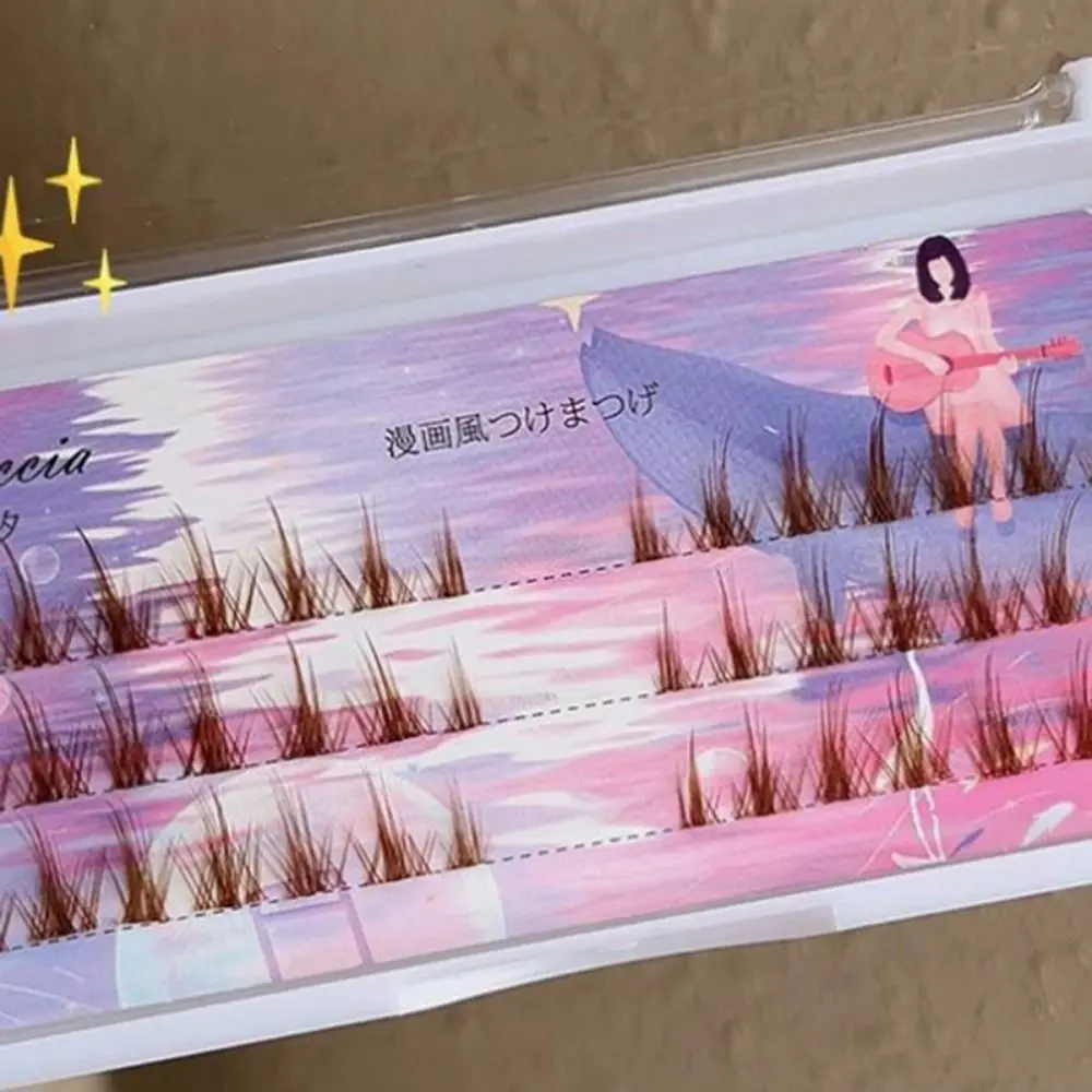 Professional-Heat-Bonded-Cluster-Eye-Lashes-Makeup-Cosplay-Brown ...