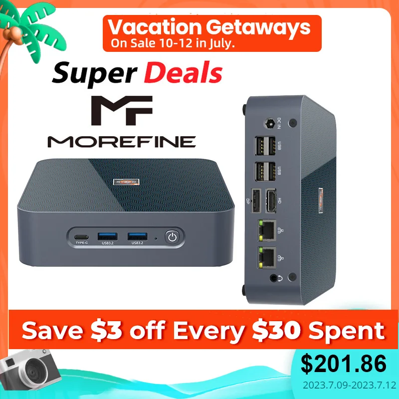 MOREFINE S500+ AMD Ryzen Mini PC R9 5900HX R7 5825U Windows11 Pro Dual ...