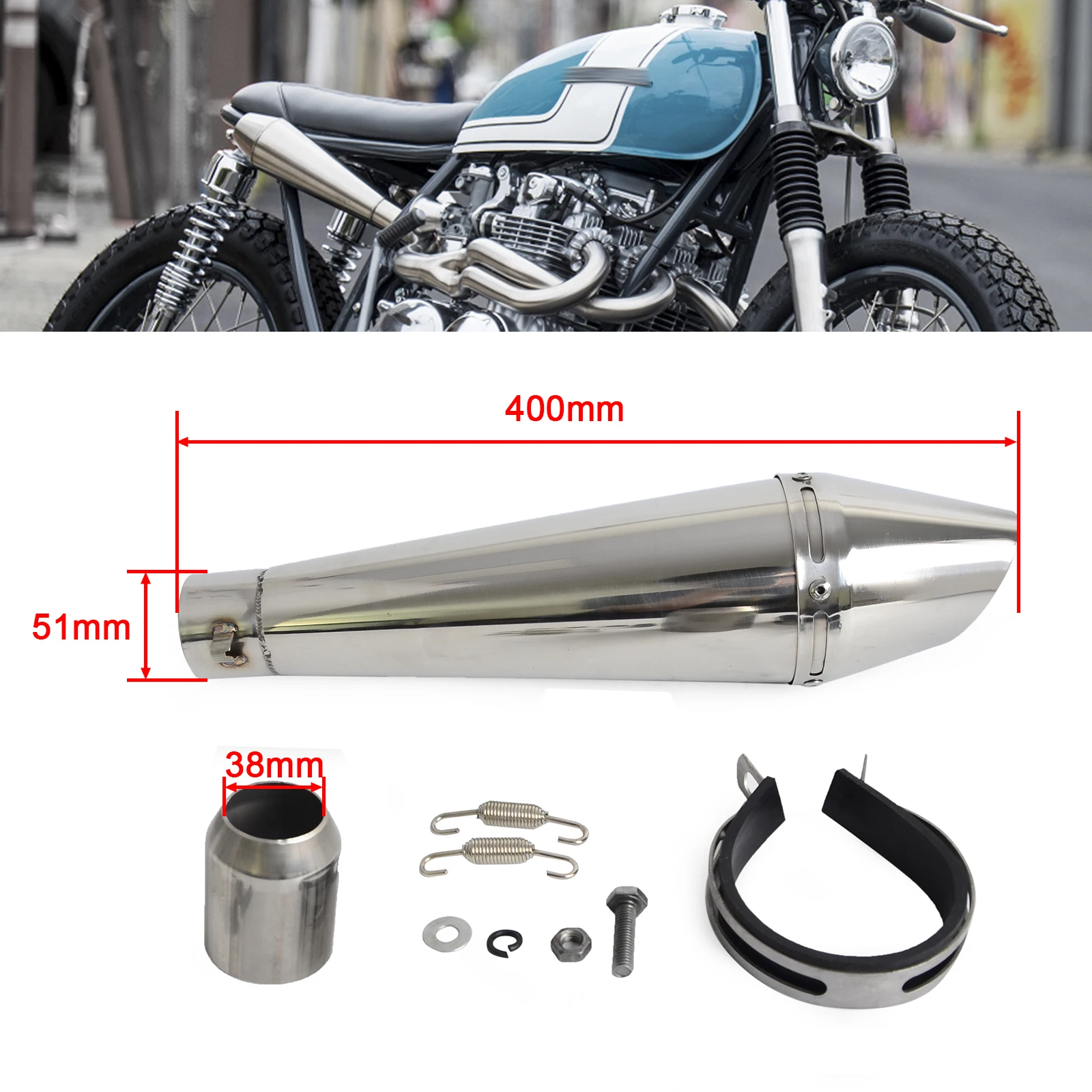 Universal Motorcycle Exhaust Pipe Mufflers for BMW Honda Yamaha Suzuki ...