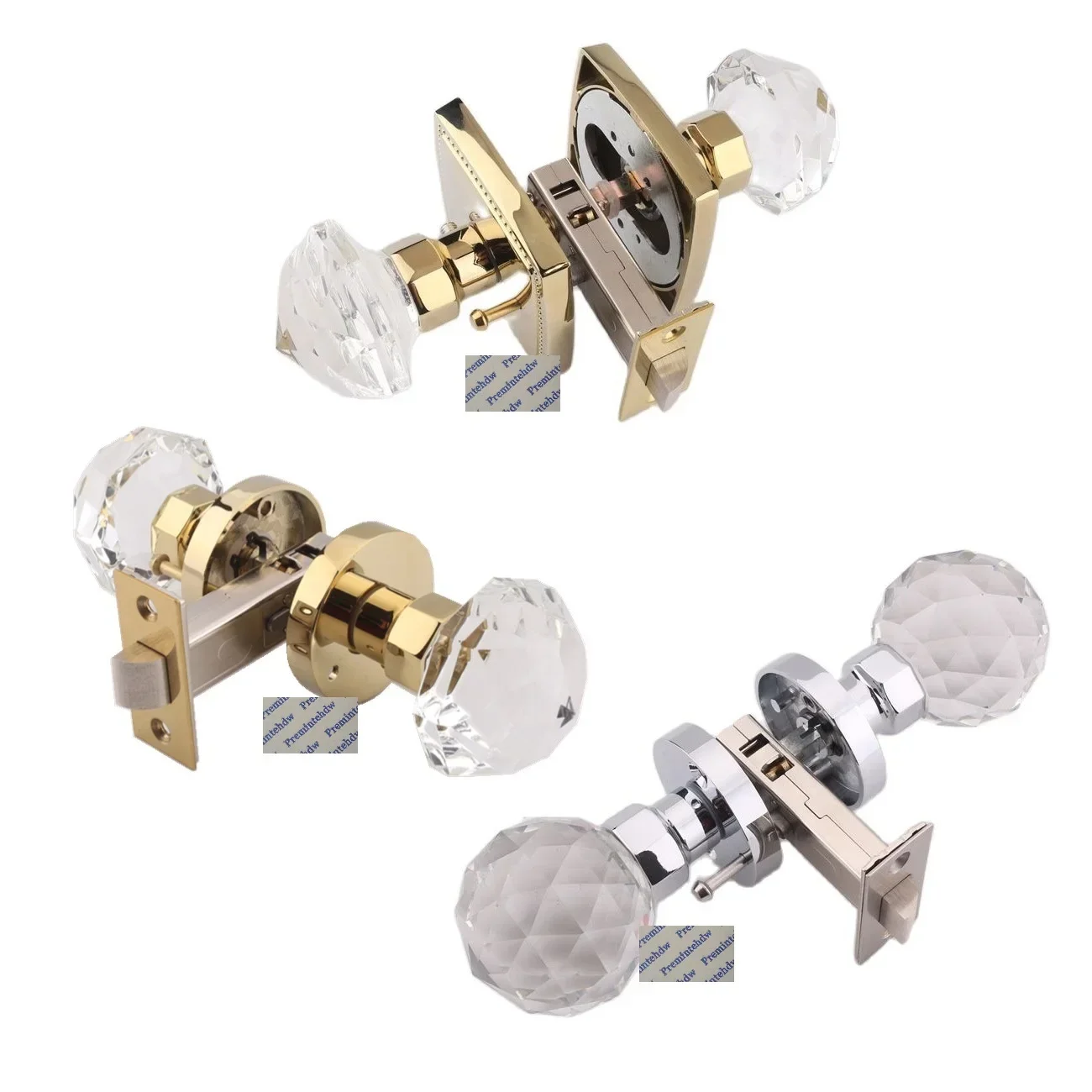 Keyless Privacy Door Lock Push Pin Clear Crystal Ball Egg Shaped Knob ...
