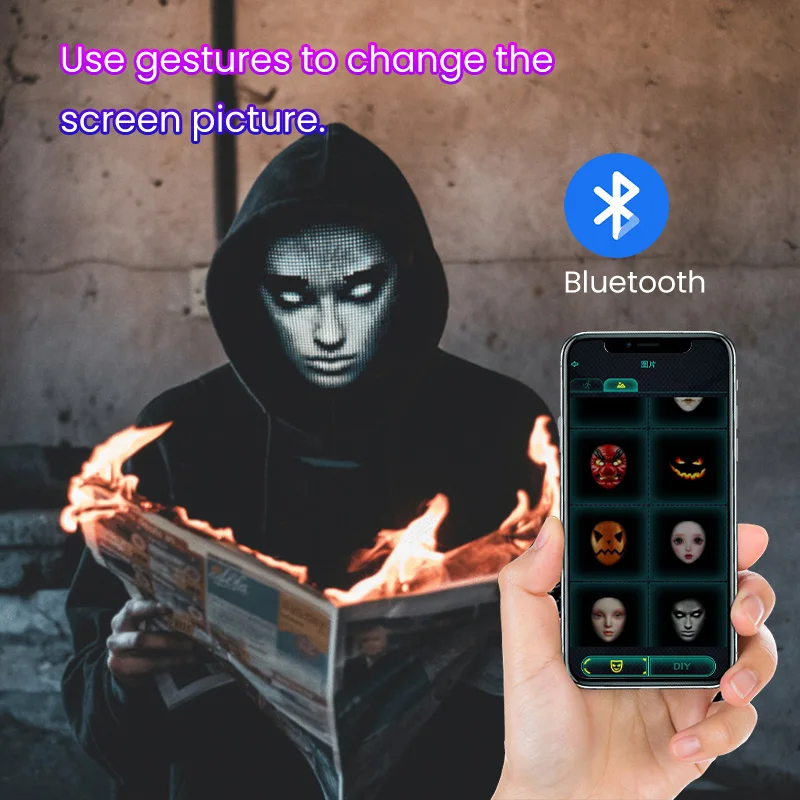 Variable-LED-Mask-Bluetooth-APP-Control-DIY-Shining-Mask-Programmable ...