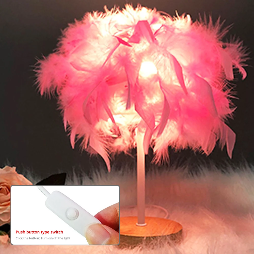 Warm small table lamp LED DC 5V romantic creative feather Light wedding ...
