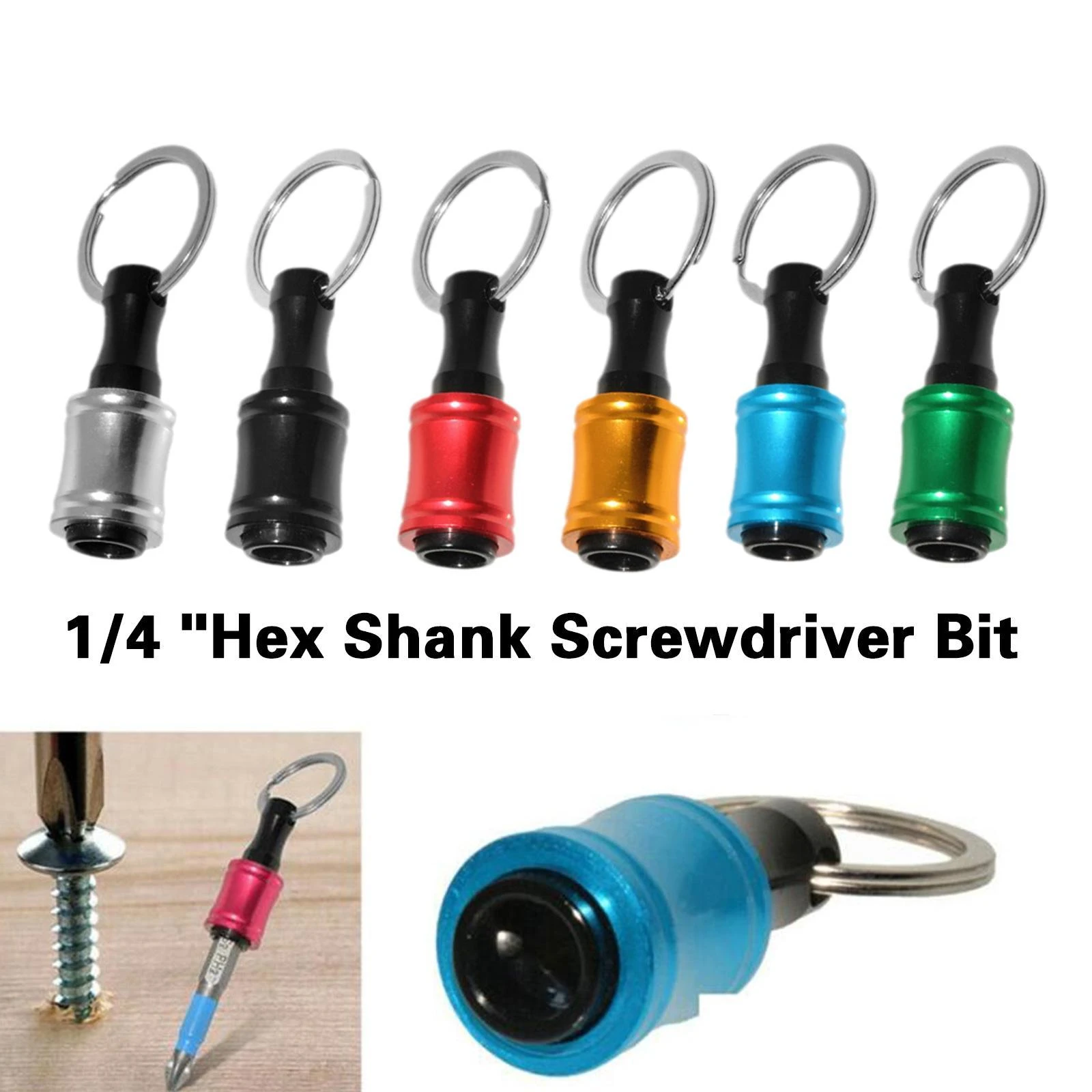 1/4inch Hex Shank Screwdriver Bit Holder Extension Bar Keychain Screw ...