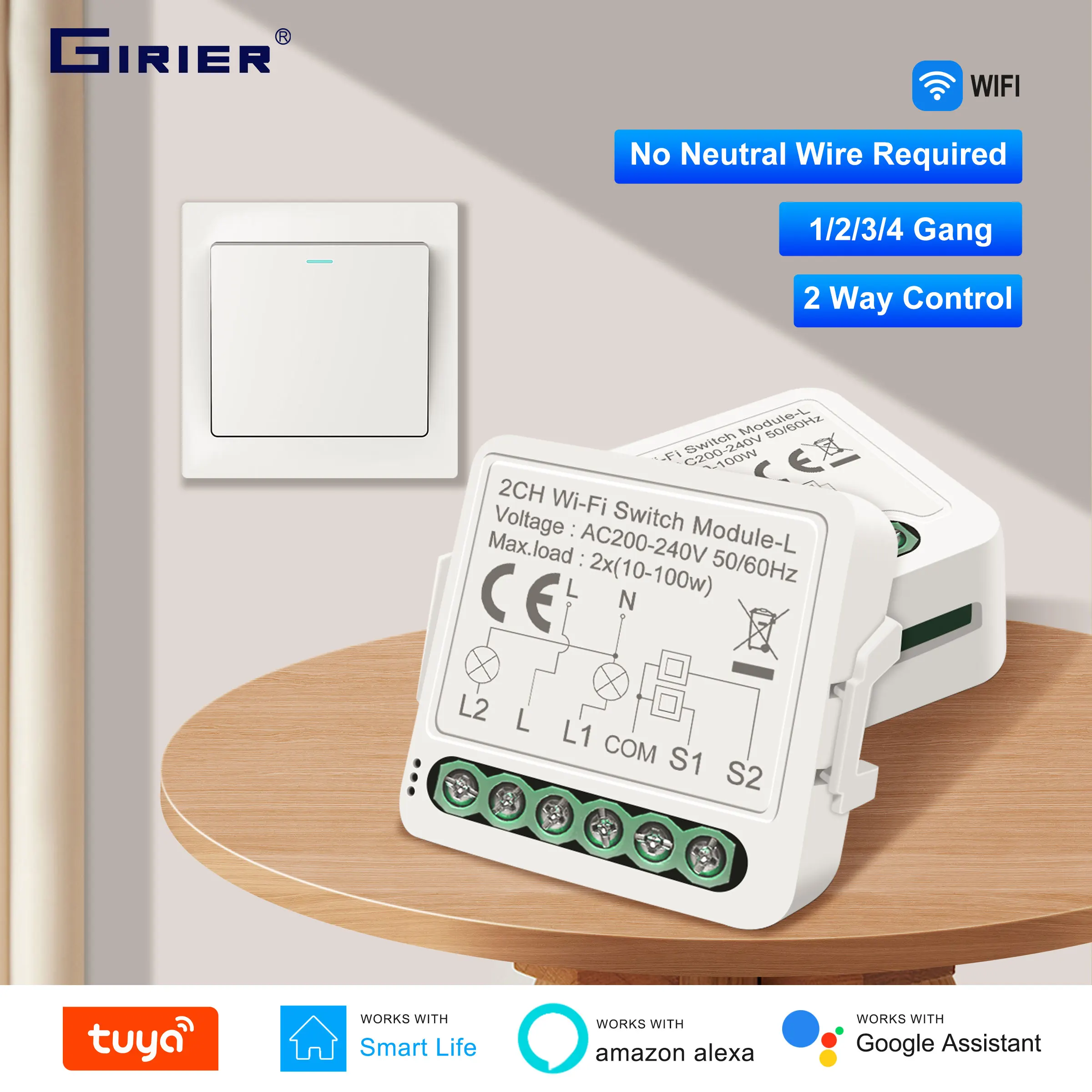 GIRIER-Tuya-Smart-WiFi-Smart-Light-Switch-Module-No-Neutral-Wire ...