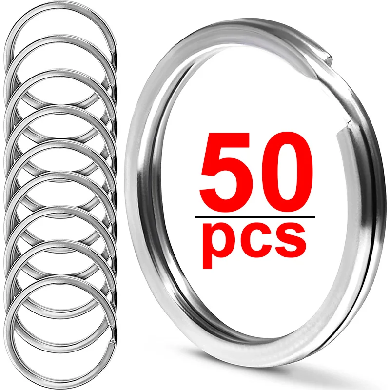 10-50pcs-25-30mm-Stainless-Steel-Key-Rings-Round-Flat-Line-Split-Rings ...