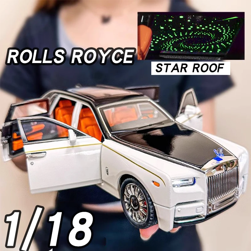 Large 1/18 Rolls Royce Phantom Metal Model Car Star Roof Alloy Diecast ...