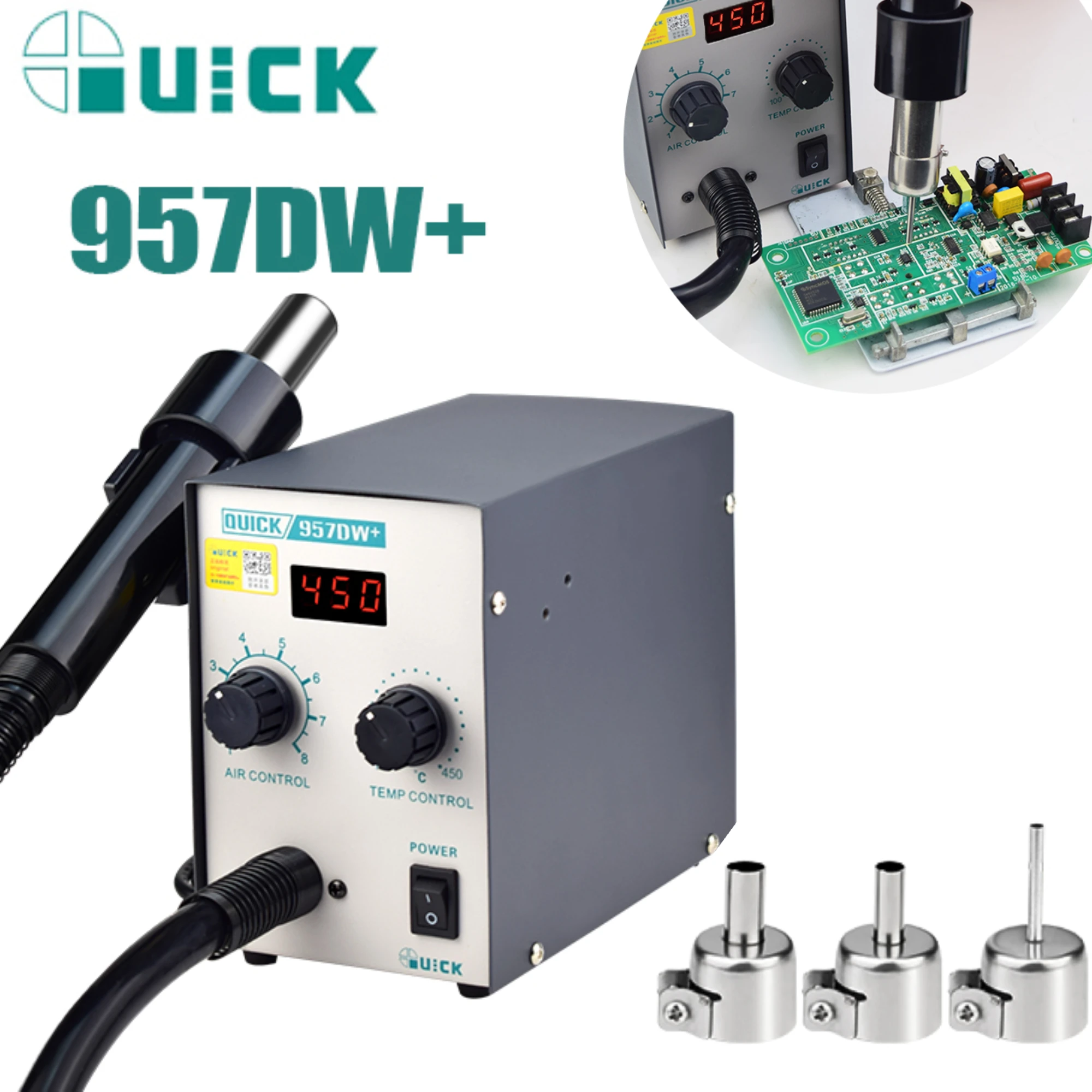 Quick-100-Original-220V-Hot-Air-Gun-857dw-957dw-BGA-Rework-Solder ...