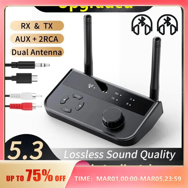 Receptor-de-udio-sem-fio-e-transmissor-Bluetooth-5-3-3-5mm-Aux-Jack-RCA ...