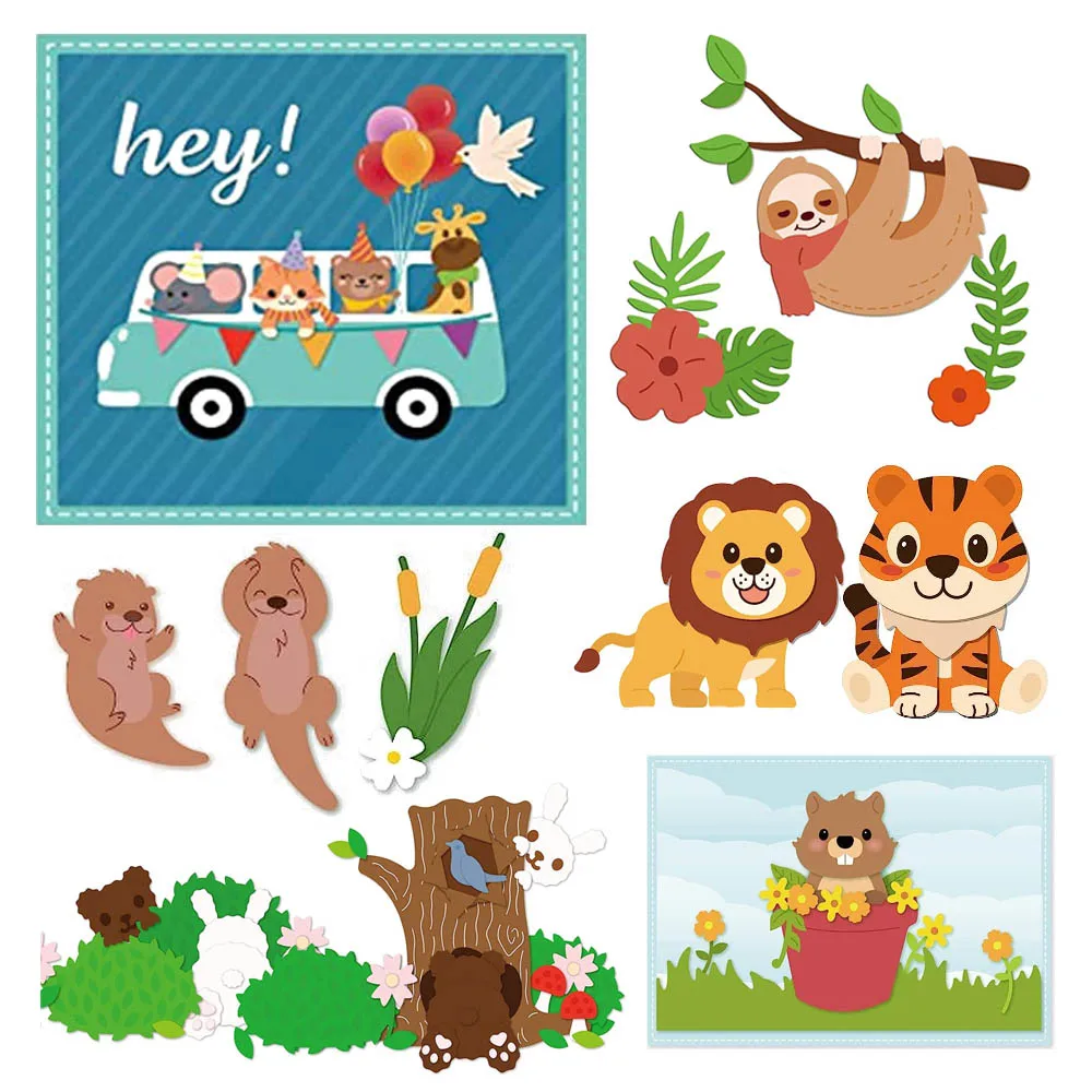 Animal Bus Pattern Cutting Dies Hey Bird Balloon Bus Party Theme Carbon ...