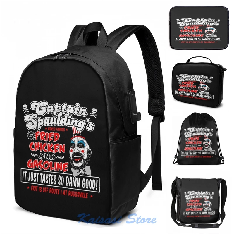 Captain Spaulding Fried Chicken & Gasoline USB Charge Backpack men ...