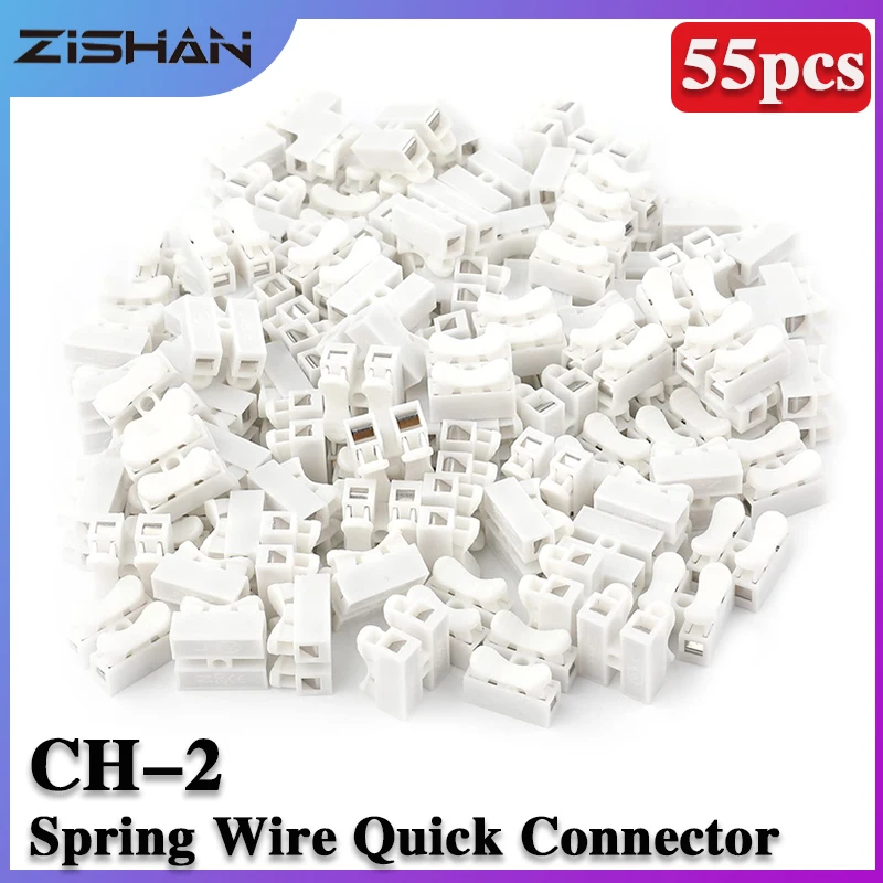 55pcs-lot-CH-2-2Pin-Spring-Wire-Quick-Connector-Splice-With-No-Welding ...