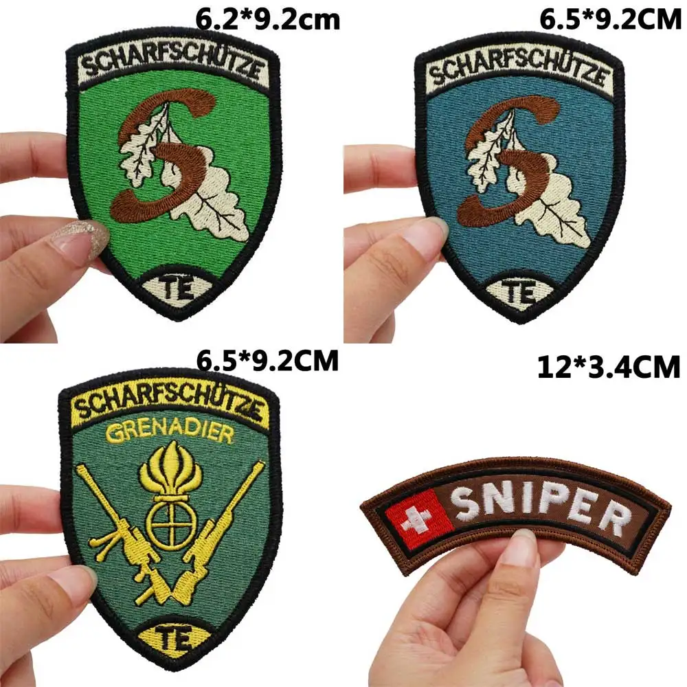 Switzerland-sniper-scharfschutze-Badge-Embroidered-Applique-Sewing-Label-punk-biker-Patches-with ...