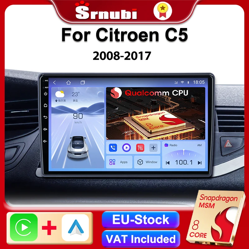 Srnubi Qualcomm 8 Core Radio Multimedia para coche para Citroen C5 2008 ...