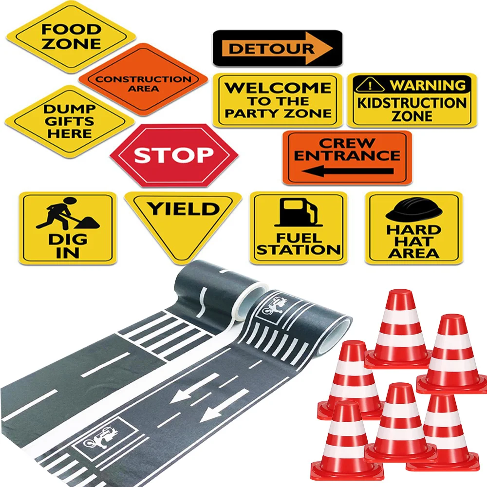 Construction-Zone-Traffic-Sign-Cutouts-Road-Stickers-Mini-vertebral ...