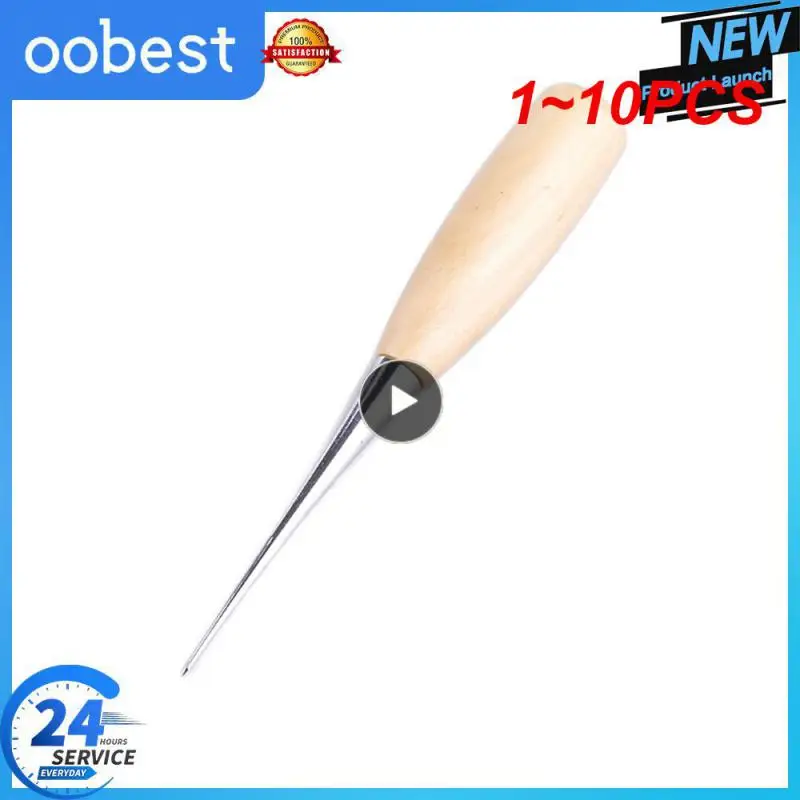 1-10PCS-Wooden-Handle-Awls-Leather-Tent-Sewing-Awl-Shoes-Repair-Tool ...