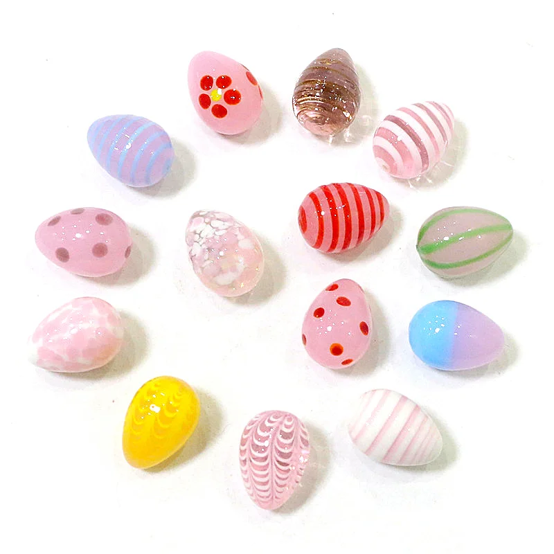 2PCS-Pink-Easter-Egg-Shaped-Mini-Murano-Glass-Craft-Ornaments-Rare-Oval ...