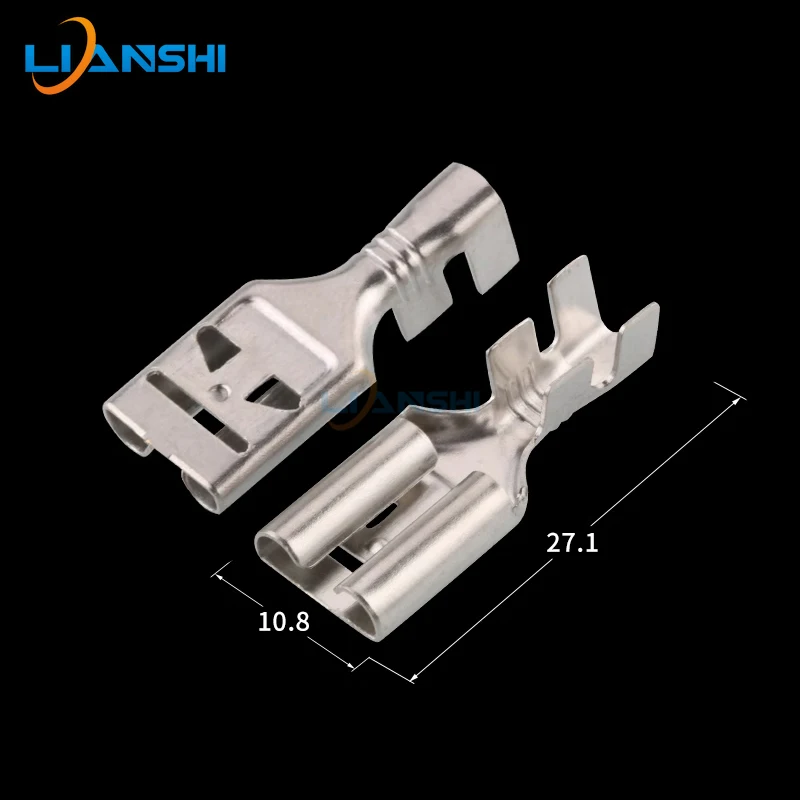100pcs-9-5-spring-insert-terminal-female-connector-Plug-in-cord-end-terminal-copper-connector ...