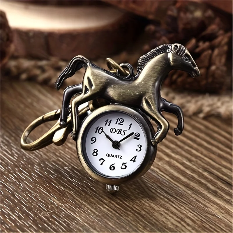 Retro Bronze Pony Keychain Watch for Boys and Girls School Bag Keychain ...