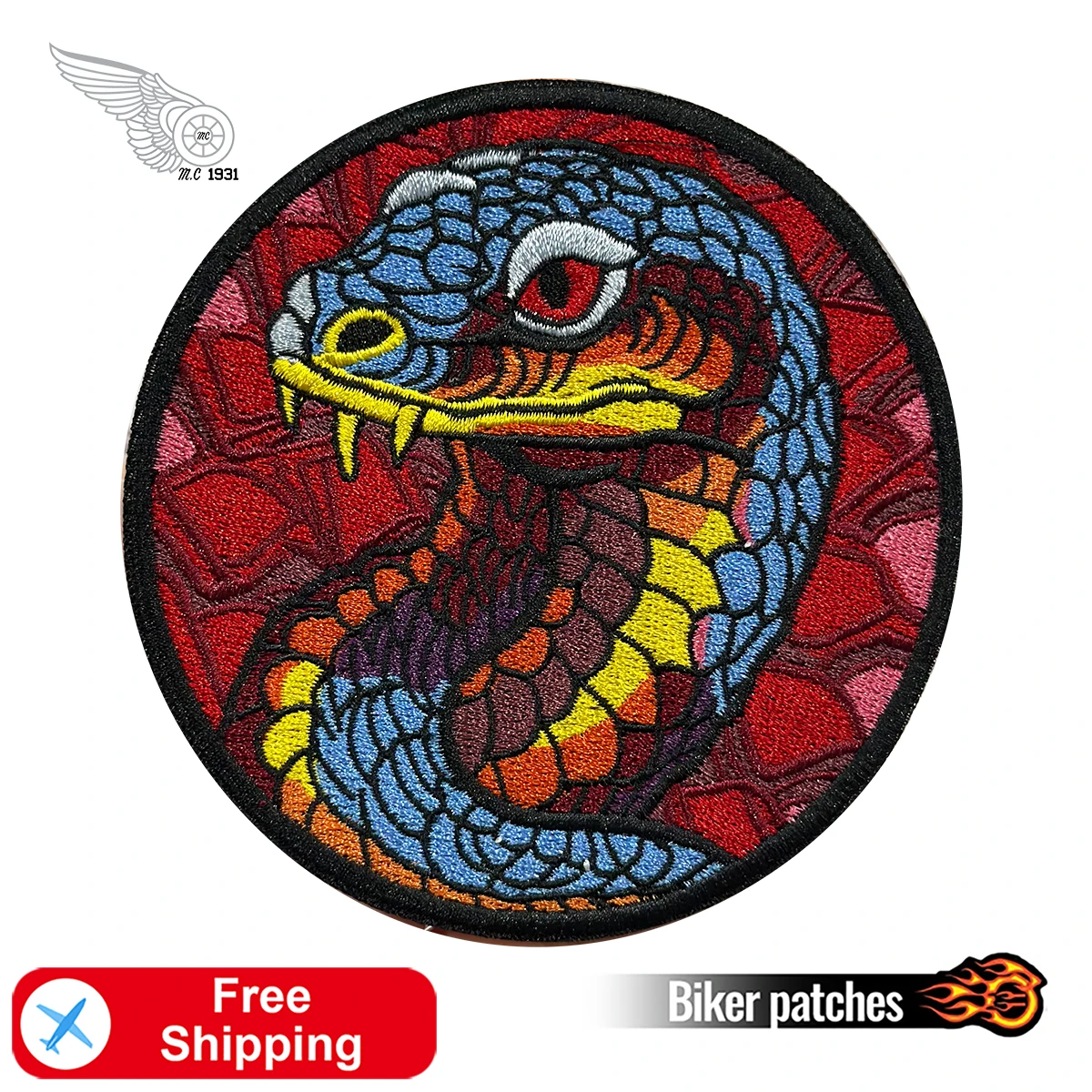 Colorful-Python-Embroidery-Patches-on-Clothes-Round-Gothic-Painted ...