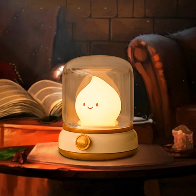 Candle Night Light Cute Flame Lamp Desktop LED Decorative Light USB ...
