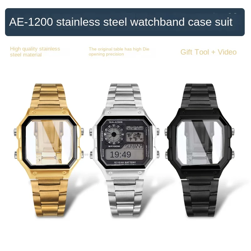 Mod Kit AE1200 For 3299 Casio AE-1200 case AE-1300 Stainless Steel ...