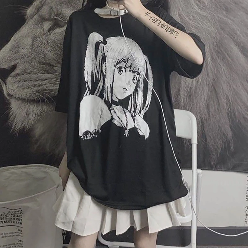 Anime Graphic T Shirts Women 2021 Summer Japanese Style Alt Clothes ...