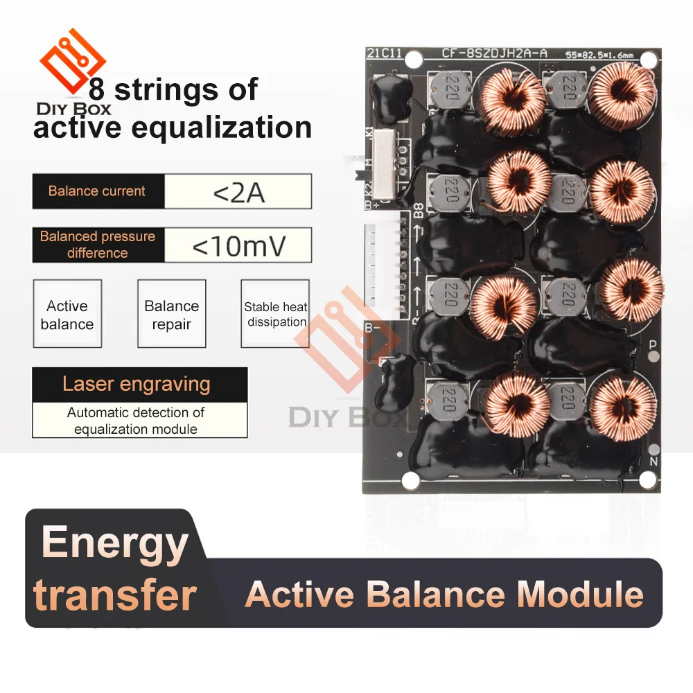 2A 4S 8S BMS Active Balancer Equalizer Lifepo4 Li-ion Lipo Lithium Battery Energy Transfer Board ...