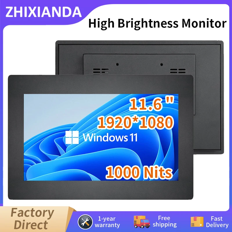 Zhixianda 1000 Nits 11.6 Inch 1920*1080 Industrial Panel Mount Monitor ...