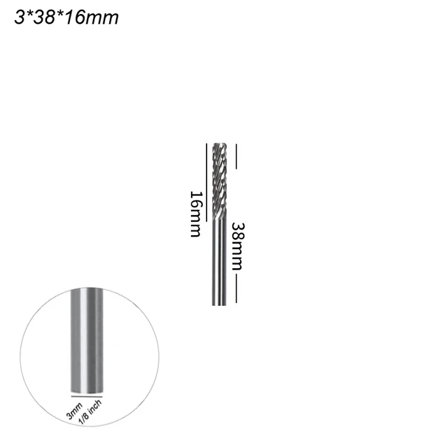 3mm 1/8 Long Shank Drawing Carbide Burs for Dremel Tool Milling Cutter ...