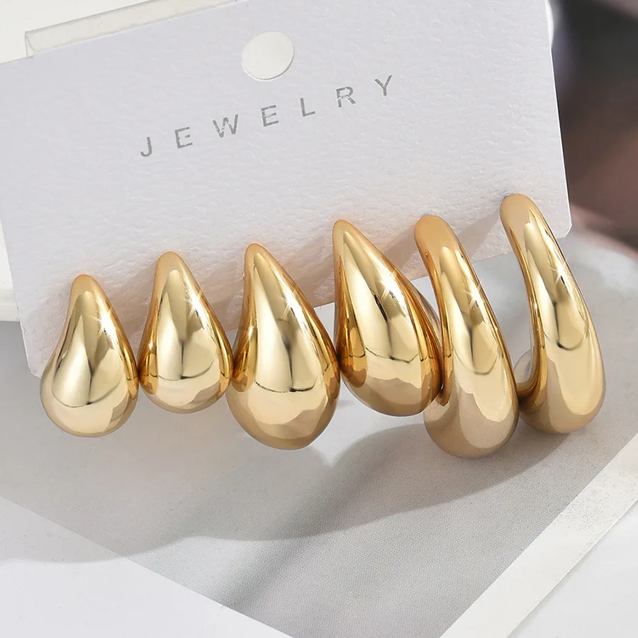 6Pcs-Classic-Geometry-Glossy-CCB-Gold-Plated-Waterdrop-C-Shape-Hoop ...